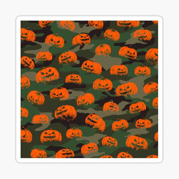 "Halloween Pumpkin Military Camouflage Camo Pattern Woodland" Sticker ...