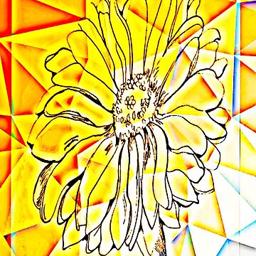 "Colourless sunflower with yellow polygon background. My drawing ...