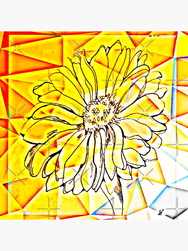 "Colourless sunflower with yellow polygon background. My drawing ...