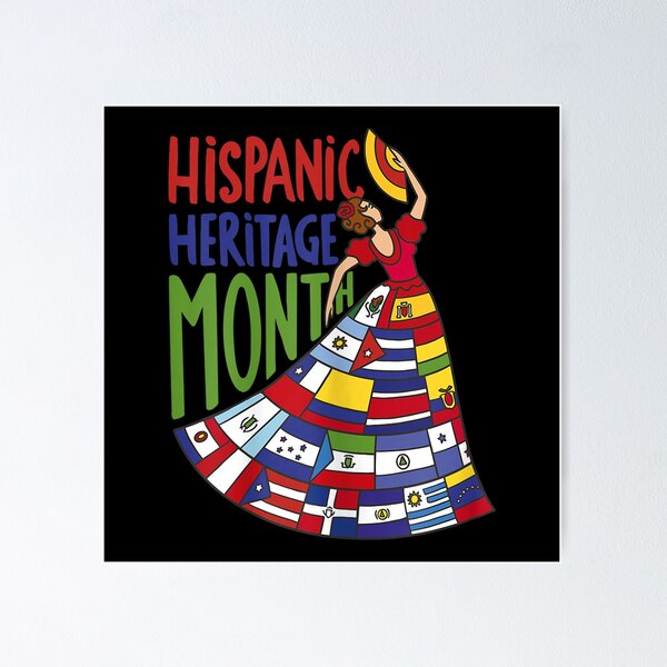 "Womens Woman with latin country flags Hispanic Heritage Month" Poster ...
