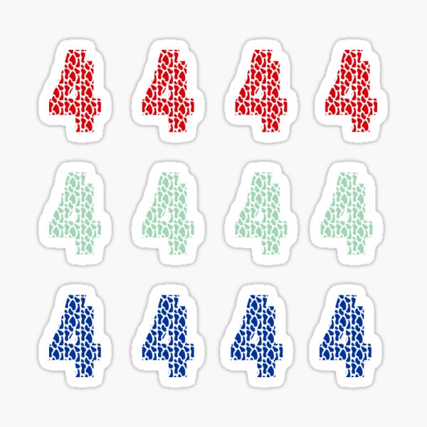 "Multi Color Pack of Number 4, Animal Print Pattern,Red Green and Blue ...