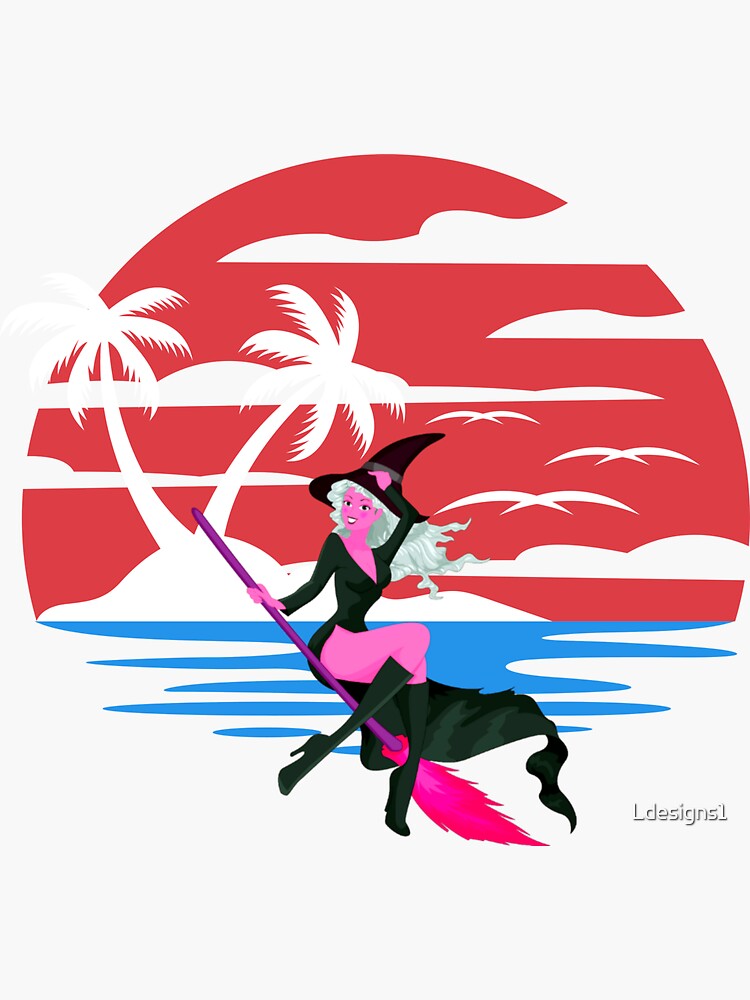"Witch on the beach | Colorful witch on the beach design for everyone ...