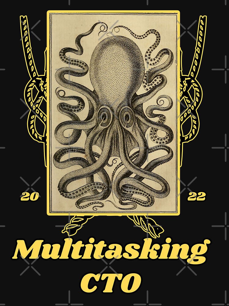 "'Multitasking CTO' Old Book Octopus Graphic - Funny Quotes Designs for ...