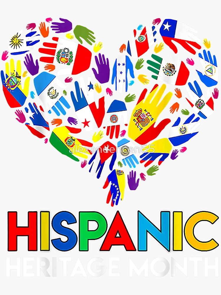 Hispanic Heritage Month Latino Countries Flags Heart Sticker For Sale