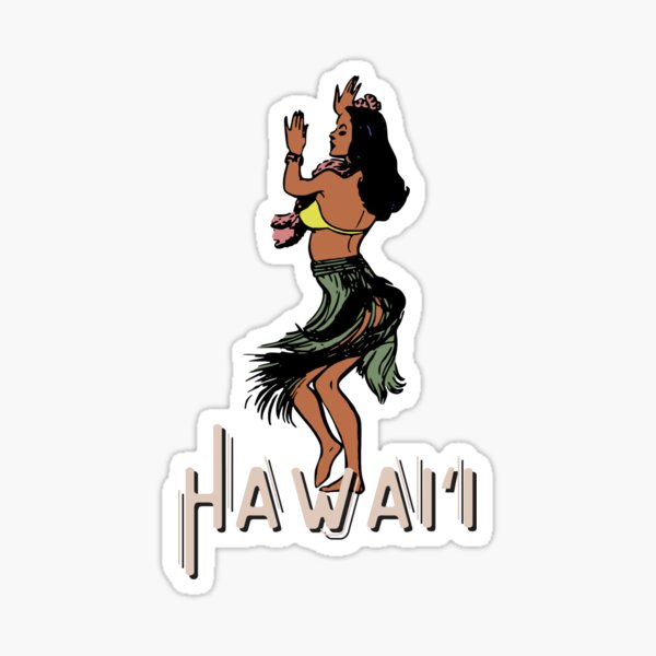 "Retro Hawaii Hula Girl" Sticker for Sale by 10mama13 | Redbubble
