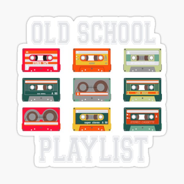 "Old School Playlist. Retro Vintage Playlist Mixtapes." Sticker for ...