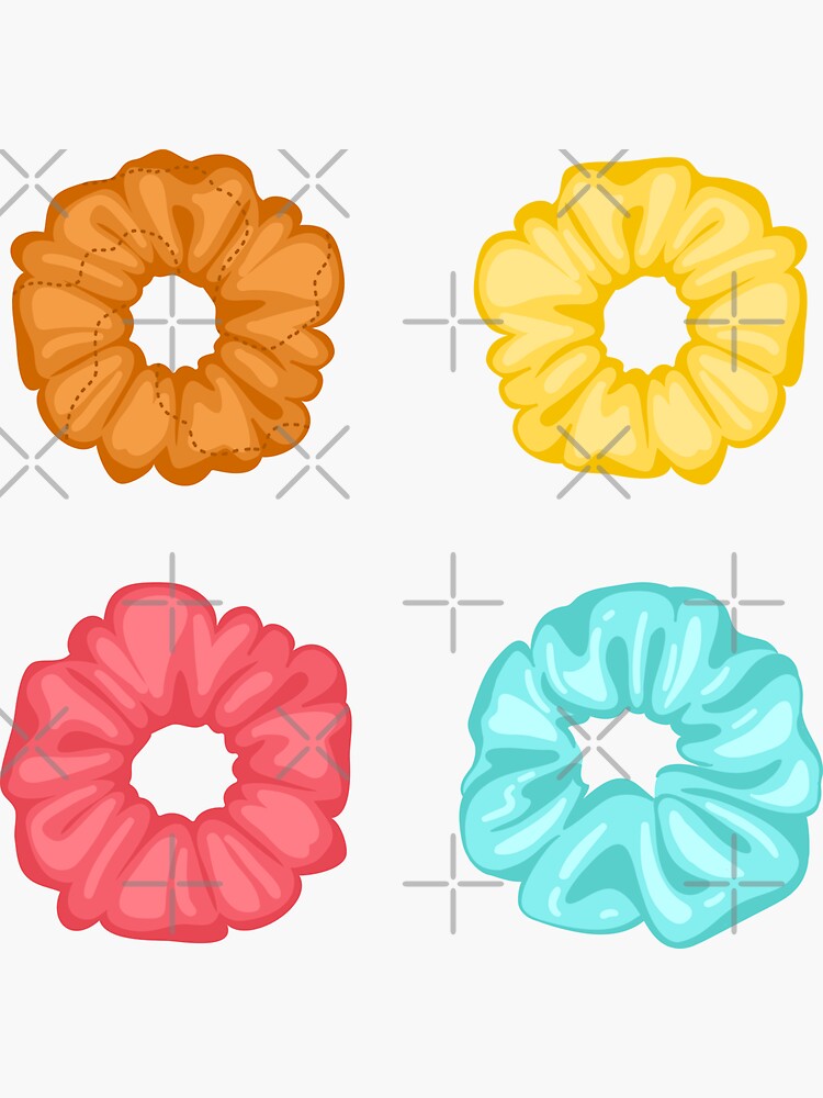 "Cute Aesthetic Velvet Vsco Scrunchies Hair ties Pack" Sticker for Sale ...