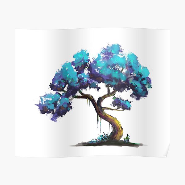 "Blue Magical Tree " Poster for Sale by RihuwaMidori | Redbubble