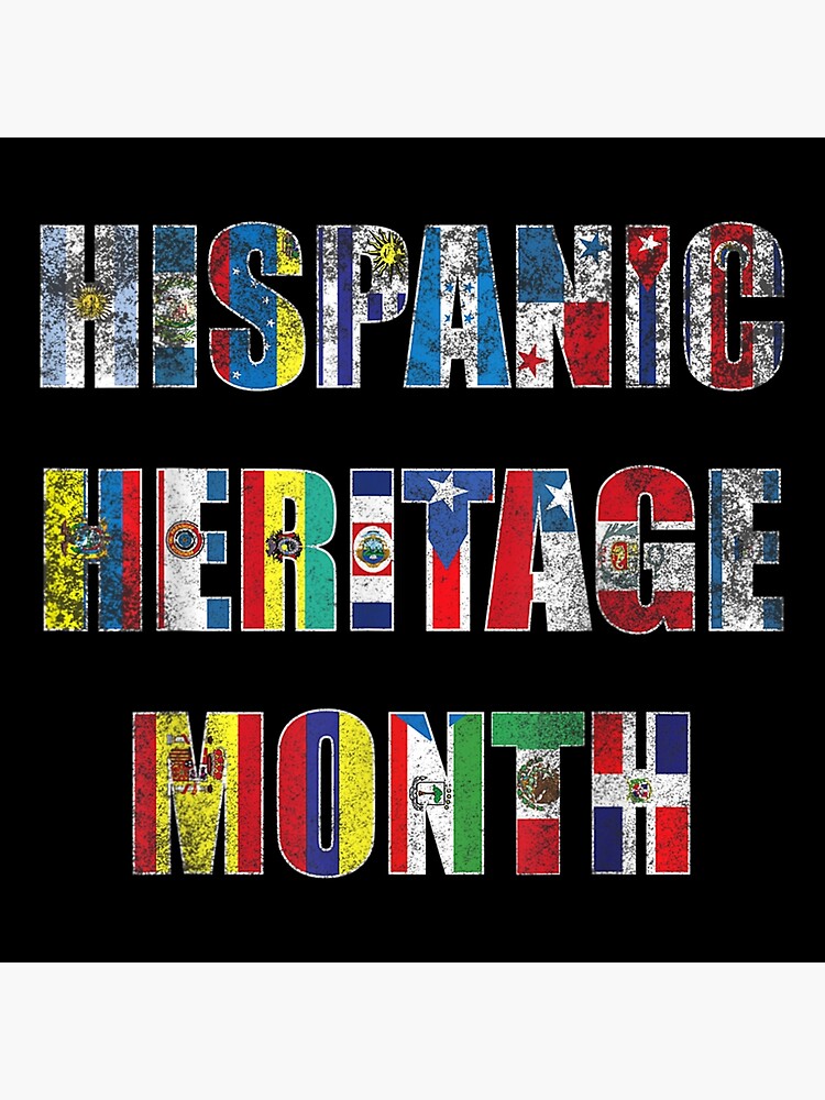 Lámina artística «Mes de la Herencia Hispana Banderas de países latinos ...