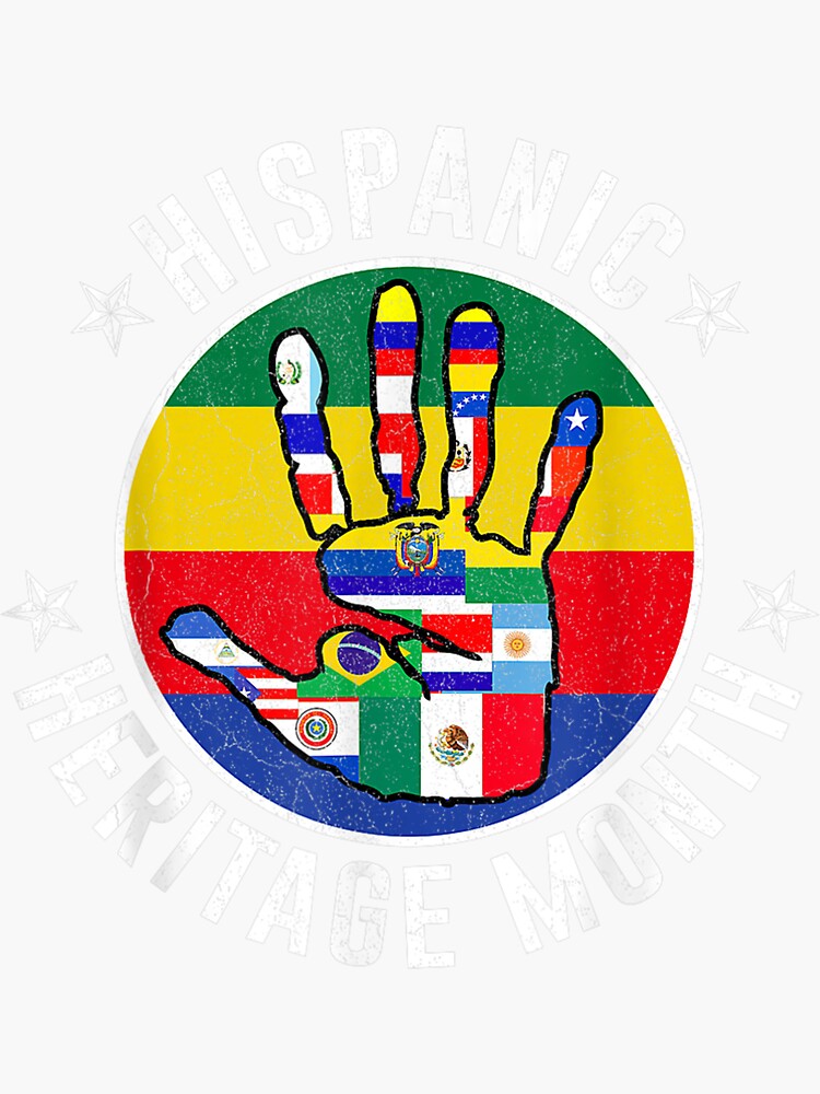 Pegatina «Decoración Del Mes De La Herencia Hispana Manos Banderas ...
