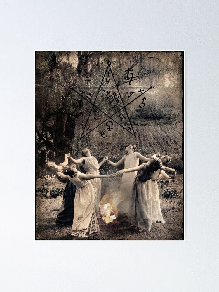 "Circle Of dancing Witches. Vintage photo - illustration" Poster for ...
