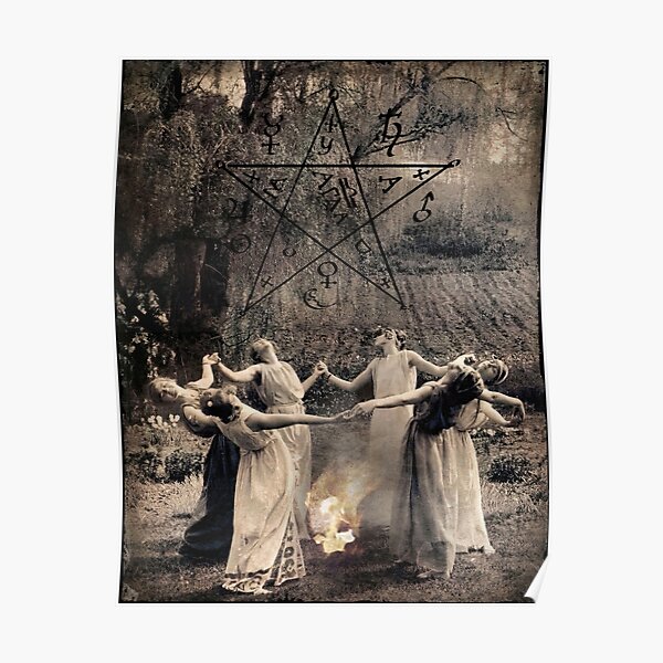 "Circle Of dancing Witches. Vintage photo - illustration" Poster for ...