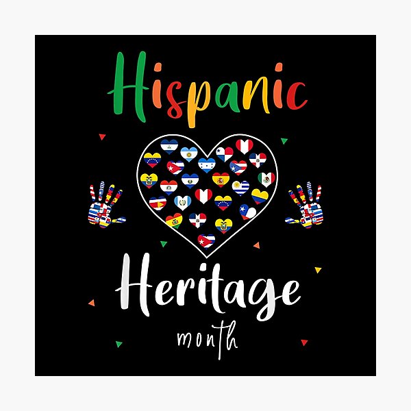 Lámina fotográfica «Mes de la Herencia Hispana Manos Banderas de países ...