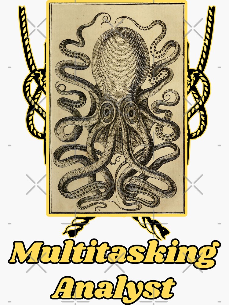 "'Multitasking Analyst' Old Book Octopus Graphic - Funny Quotes Designs ...