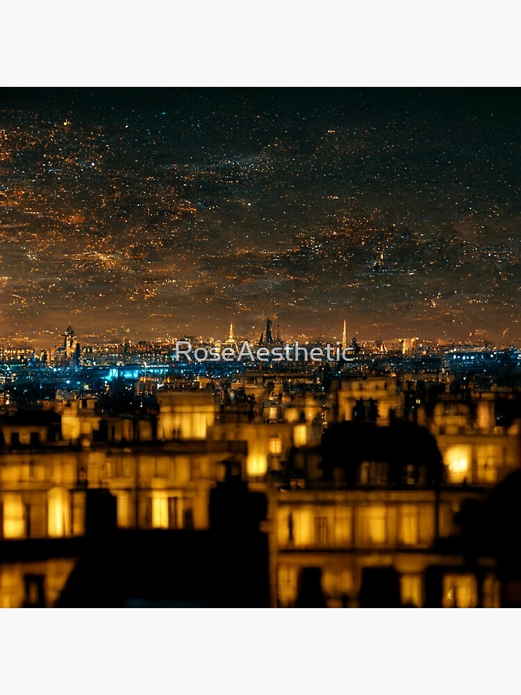 "Night skies over Paris rooftops" Poster for Sale by RoseAesthetic ...