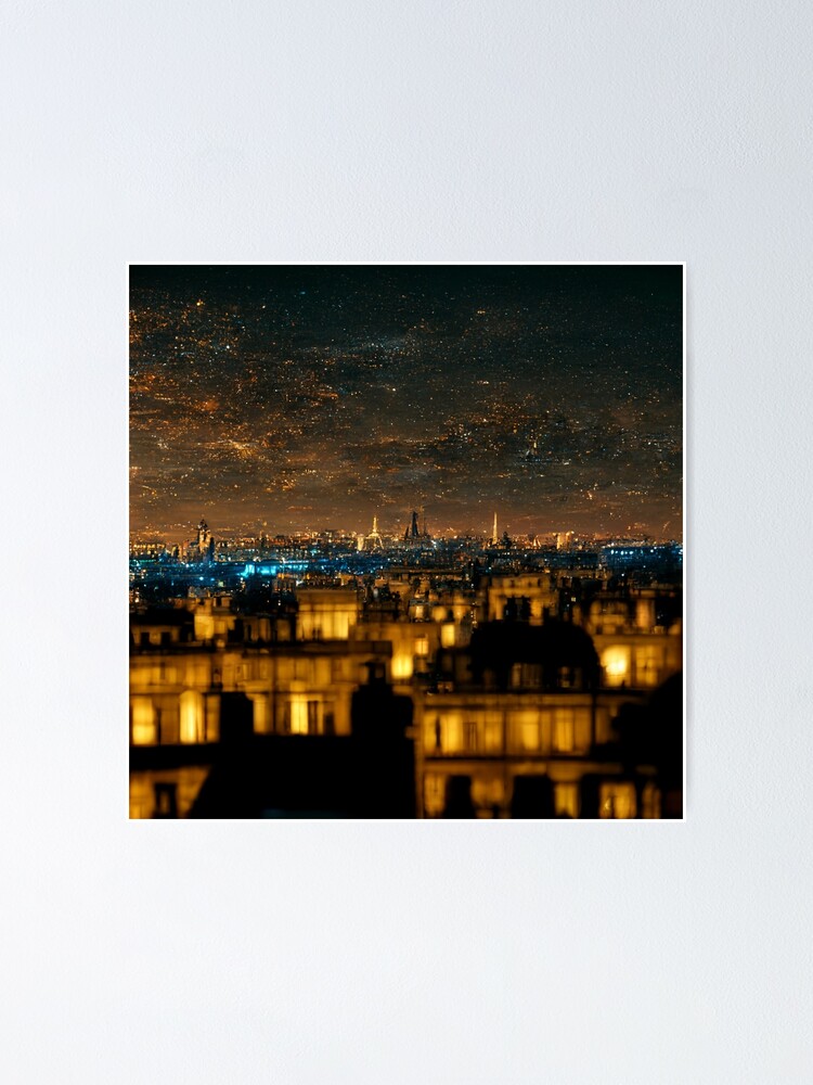 "Night skies over Paris rooftops" Poster for Sale by RoseAesthetic | Redbubble