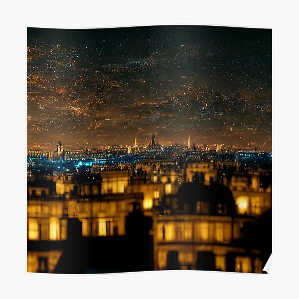 "Night skies over Paris rooftops" Poster for Sale by RoseAesthetic | Redbubble
