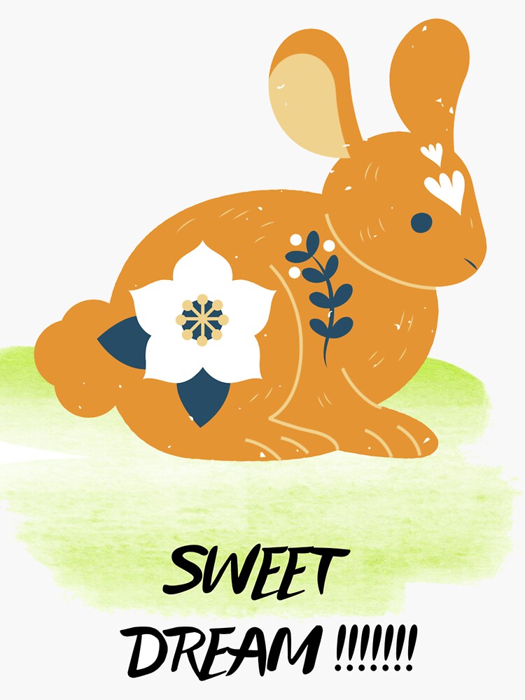 "Sweet Dream/ Rabbit / Cute Art" Sticker for Sale by sadi63 | Redbubble