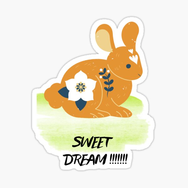 "Sweet Dream/ Rabbit / Cute Art" Sticker for Sale by sadi63 | Redbubble