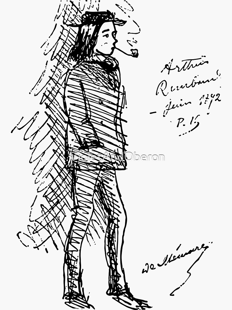 "Drawing of Arthur Rimbaud by Paul Verlaine Black" Sticker for Sale by ...