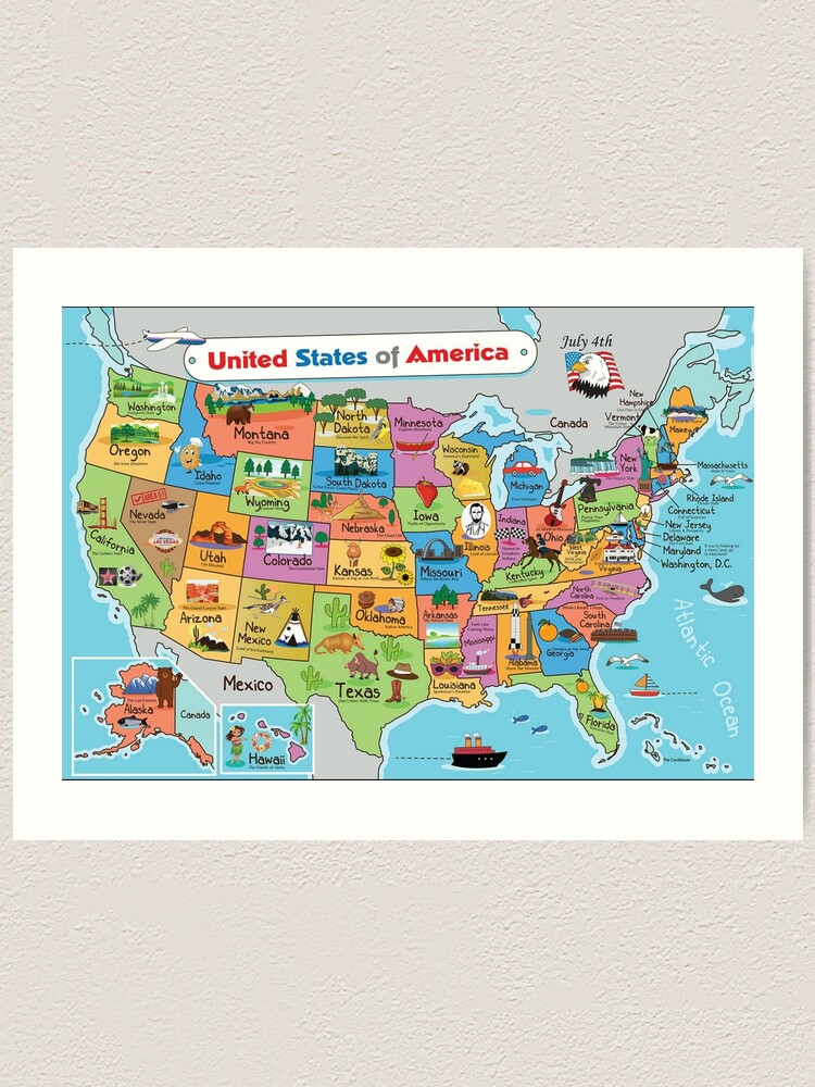 "50 States Of America Map " Art Print for Sale by Tema01 | Redbubble