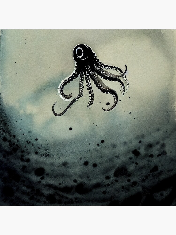 "Squid shooting ink with inkwash effect" Sticker for Sale by ...