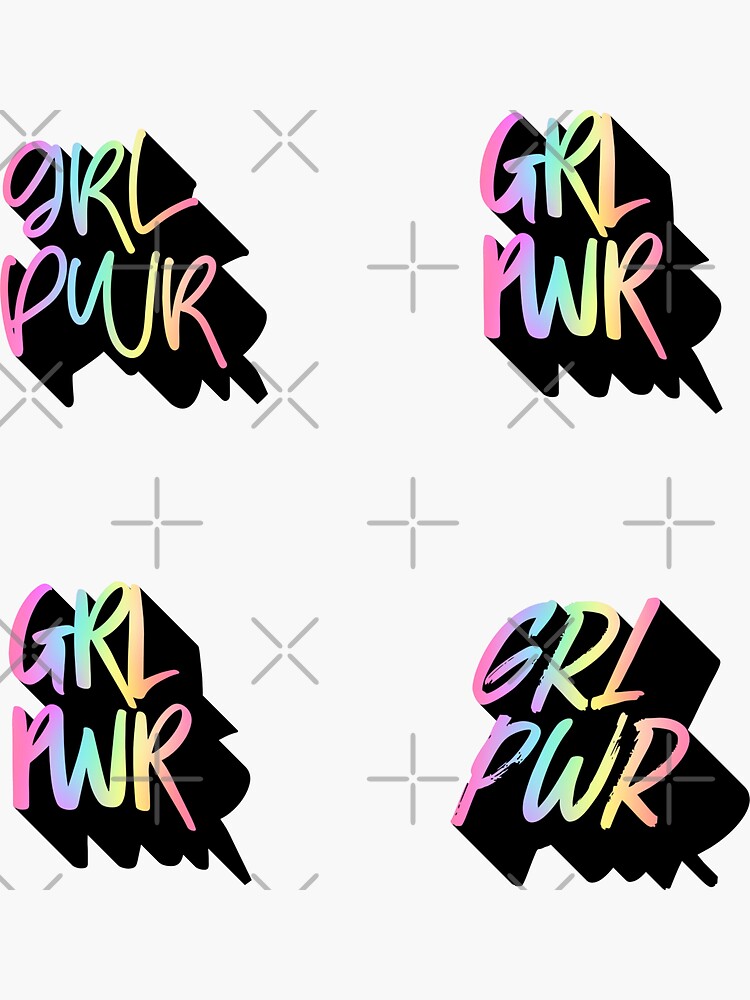 "GRL PWR Rainbow Spectrum Extruded Long Shadow Display Typography Girl ...