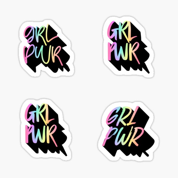"GRL PWR Rainbow Spectrum Extruded Long Shadow Display Typography Girl ...