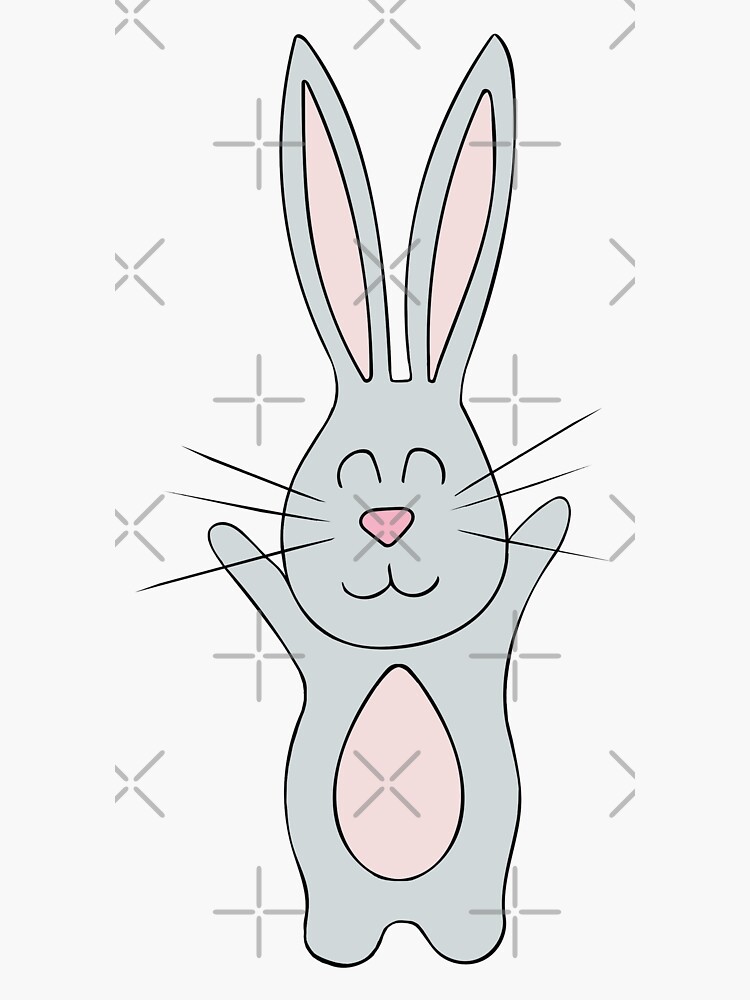 "Simple smiling happy grey rabbit sticker Yeah Buddy Bear" Sticker for ...