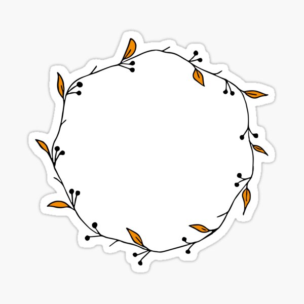 "Autumn fall wreath outline simple design sticker scrapbooking bullet ...