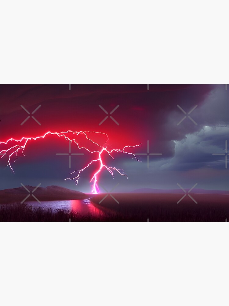 "Red Lightning Bolt in Thunderstorm Unreal Engine, Ai Generated Art ...