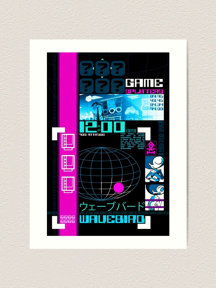 "Wavebird Y2K Black Neon" Art Print for Sale by RebelTaxi | Redbubble