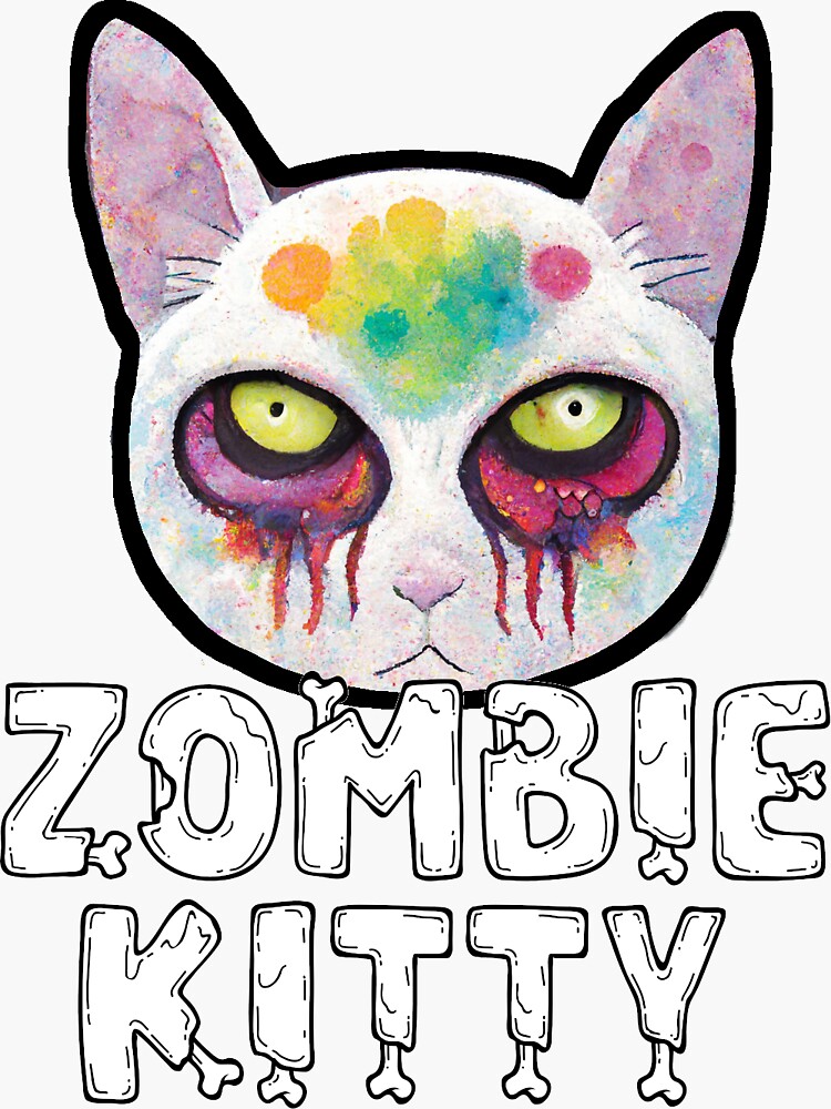 "Zombie Kitty" Sticker for Sale by I-am-inspired | Redbubble