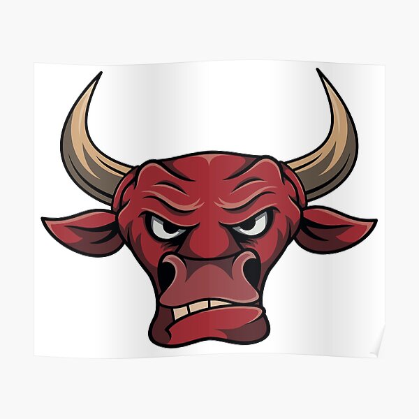 "Horned Red Bull Head" Poster by zaknafien | Redbubble