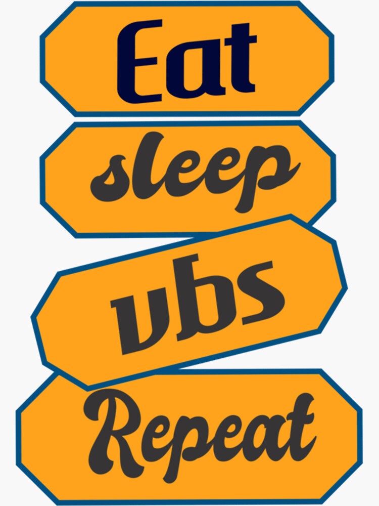 "eat sleep vbs repeat 100" Sticker for Sale by AileenBogan | Redbubble