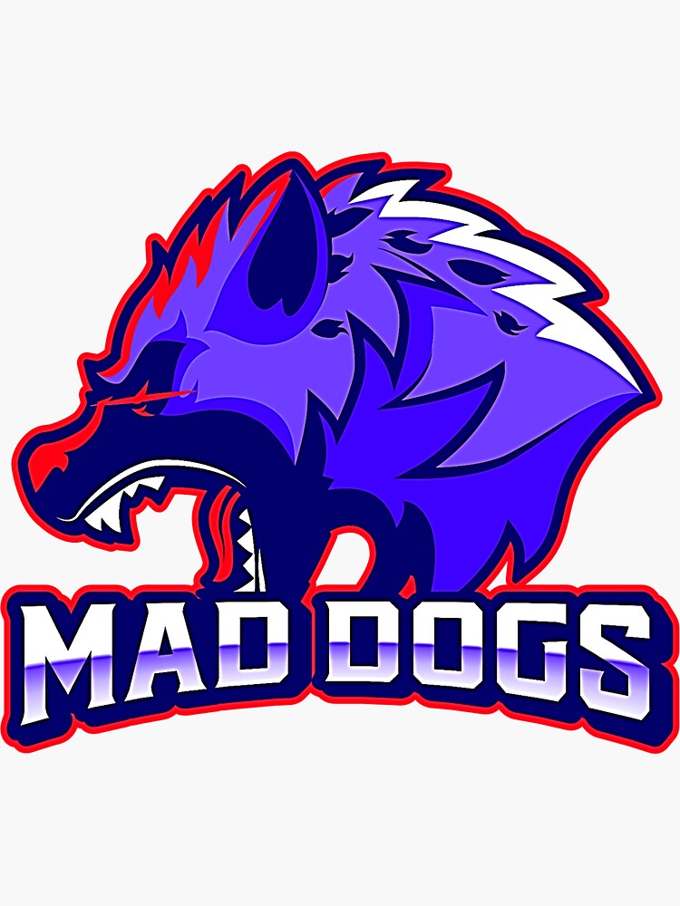 "Mad dogs two Pseudo Team Blue on Red" Sticker for Sale by Rorulent ...