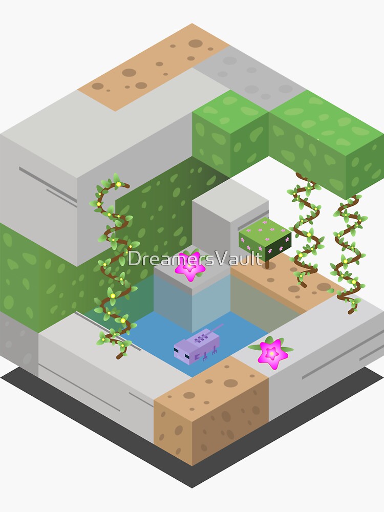 "Minecraft axolotl swiming in a lush cave" Sticker for Sale by ...