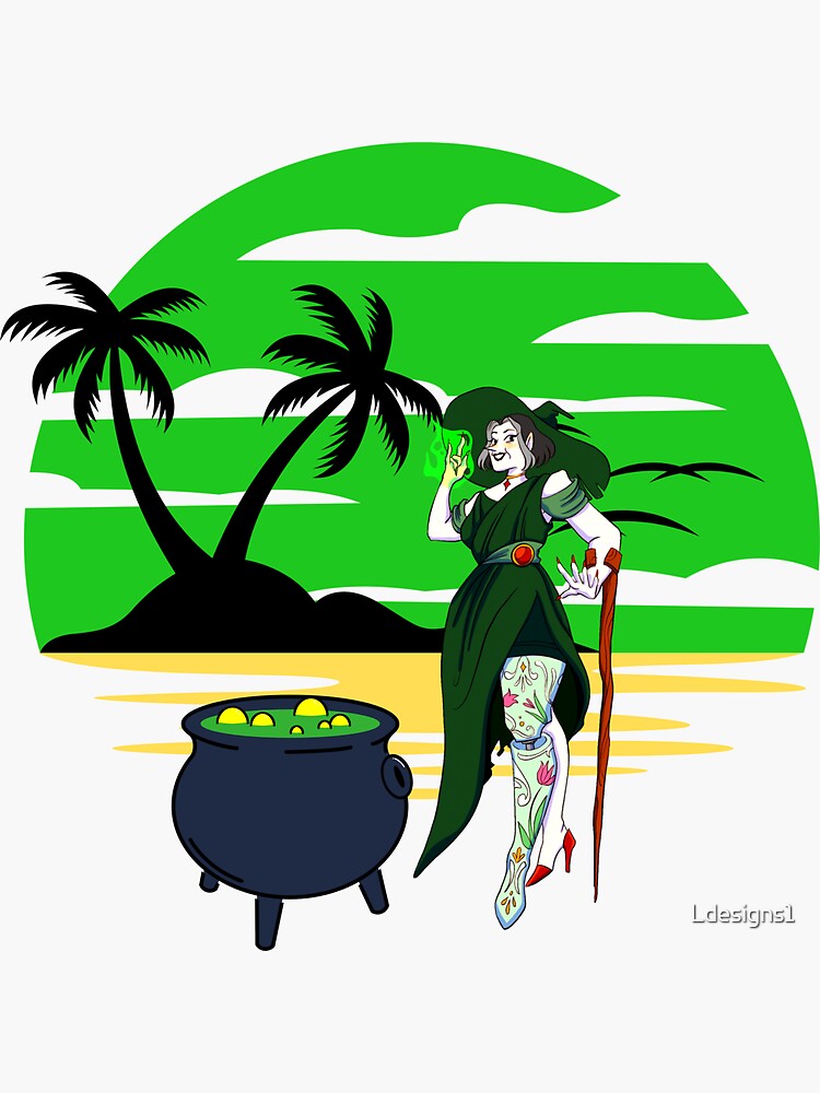 "Witch on the beach 1 | Colorful witch on the beach design for everyone ...