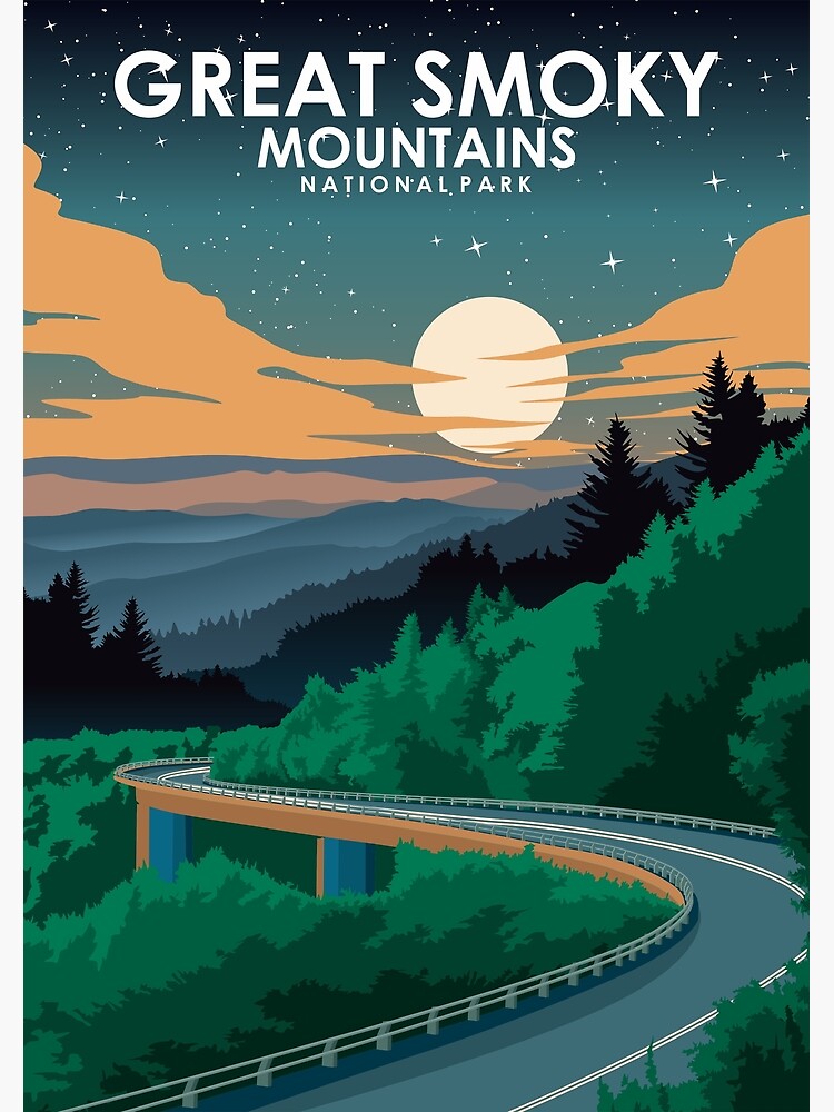 "Great Smoky Mountains National Park Vintage Minimal Travel Poster at ...