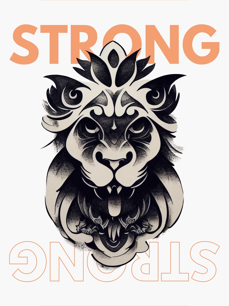 "Strong as a lion tribal tattoo" Sticker for Sale by midjourney-hot ...