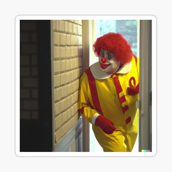 Ronald Mcdonald Snooping Around A Corner Found Footage Sticker For