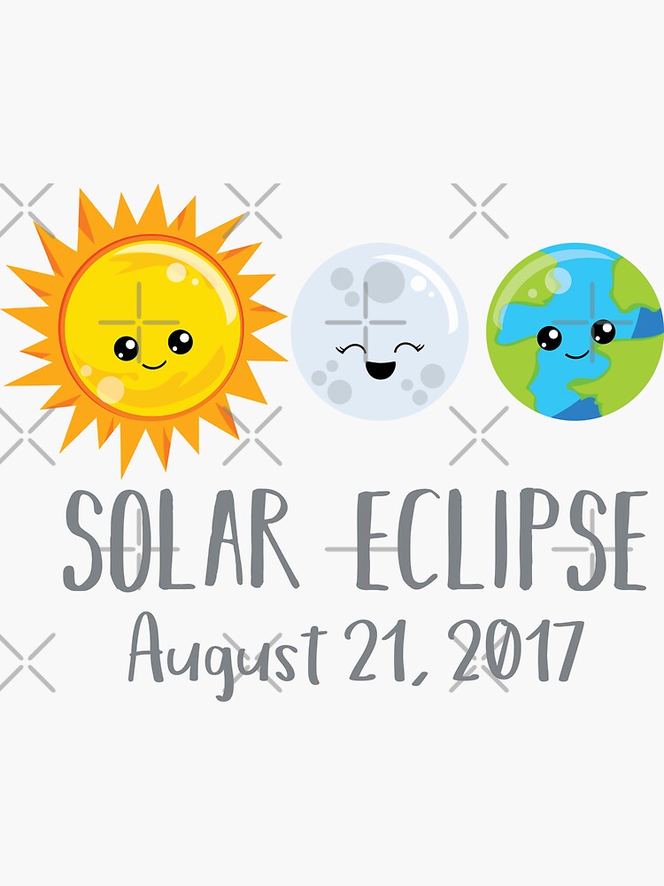 "Cute Solar Eclipse - August 21, 2017" Sticker by ResistNow | Redbubble