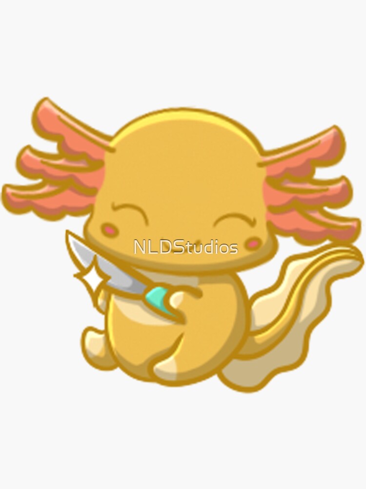 "Gold Axolotl Stabby " Sticker for Sale by NLDStudios | Redbubble