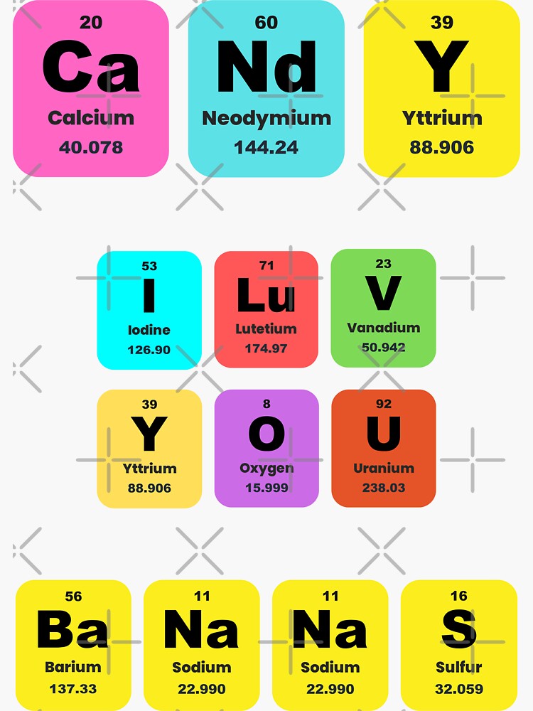 "Funny Chemistry Elements Words Sticker Pack" Sticker for Sale by ...