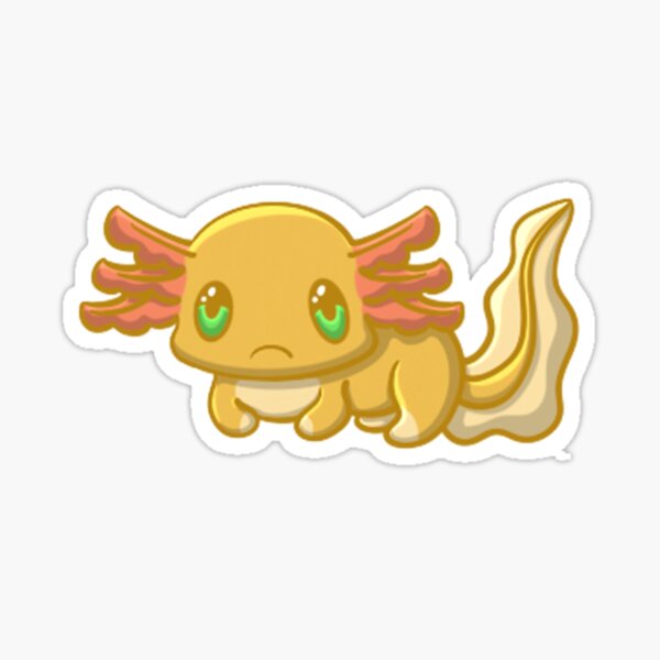 "Gold Axolotl Sad" Sticker for Sale by NLDStudios | Redbubble