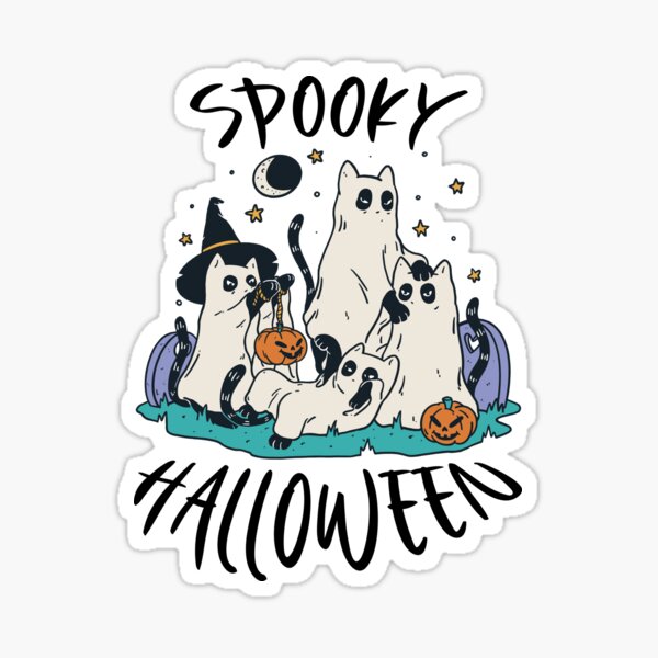 "Spooky Halloween: Phantom cats with a scary factor" Sticker for Sale ...