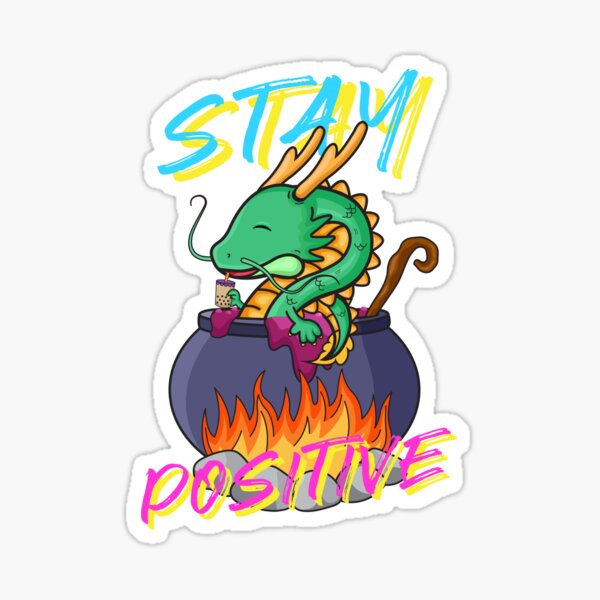"Halloween Monster Dragon Drinking Boba Milk Tea." Sticker for Sale by ...