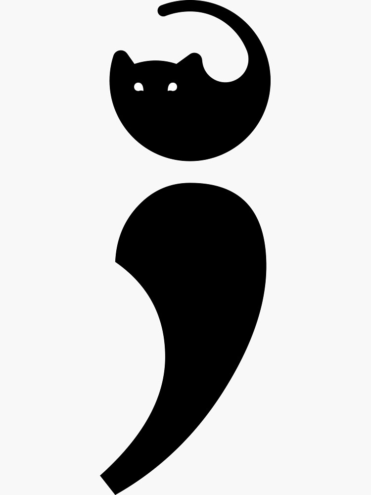 "Semicolon Cat" Sticker for Sale by CloseButton | Redbubble