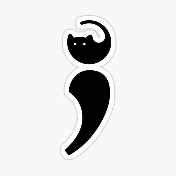 "Semicolon Cat" Sticker for Sale by CloseButton | Redbubble
