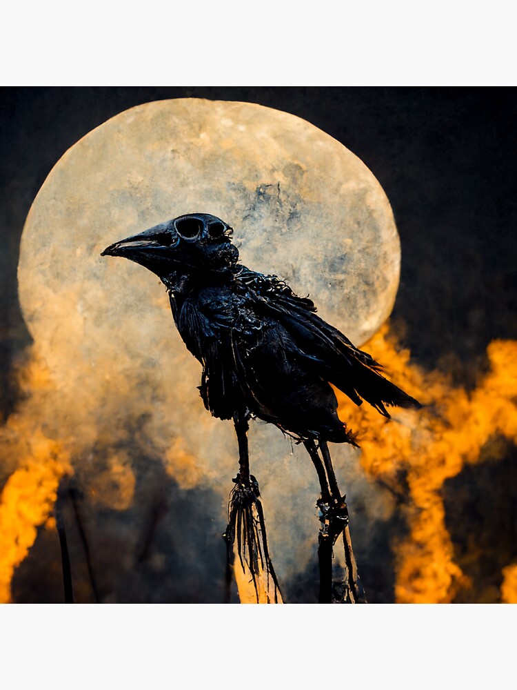 "Moon Raven on Fire" Sticker for Sale by SwishKa-Art | Redbubble